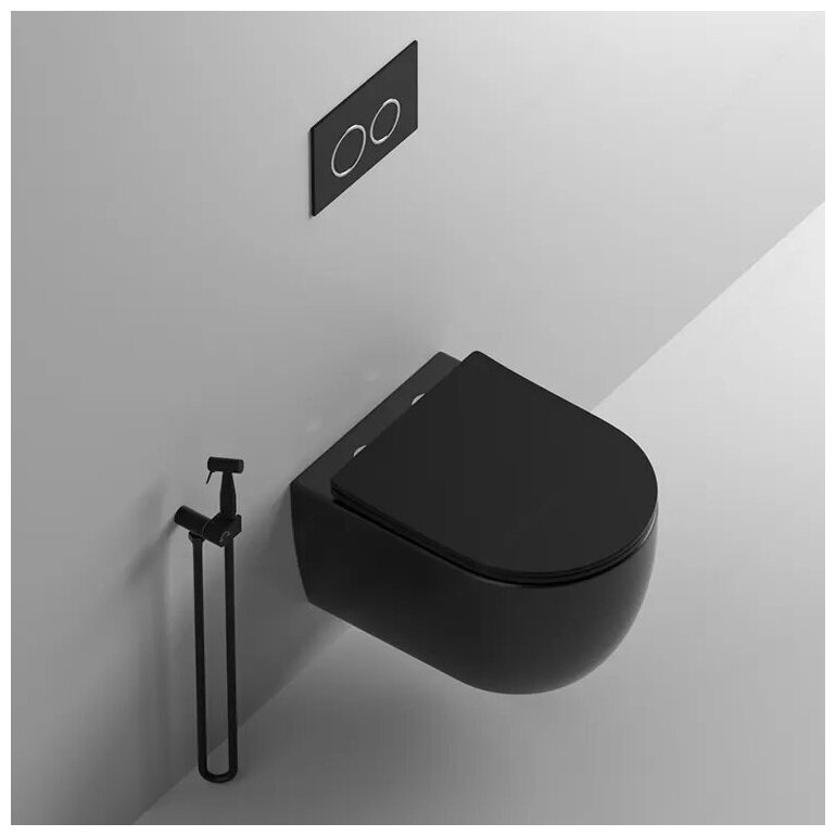 Унитаз подвесной Ceruttispa оглио (OGLIO) Aria MB CT9239 безободковый (485х365х350) черный матовый, термообжиг (не плёнка)