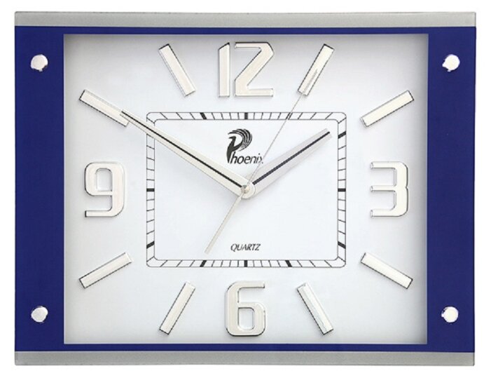 Часы настенные прямоугольные PHOENIX P 7604-3 синие 42,3х32,6 см
