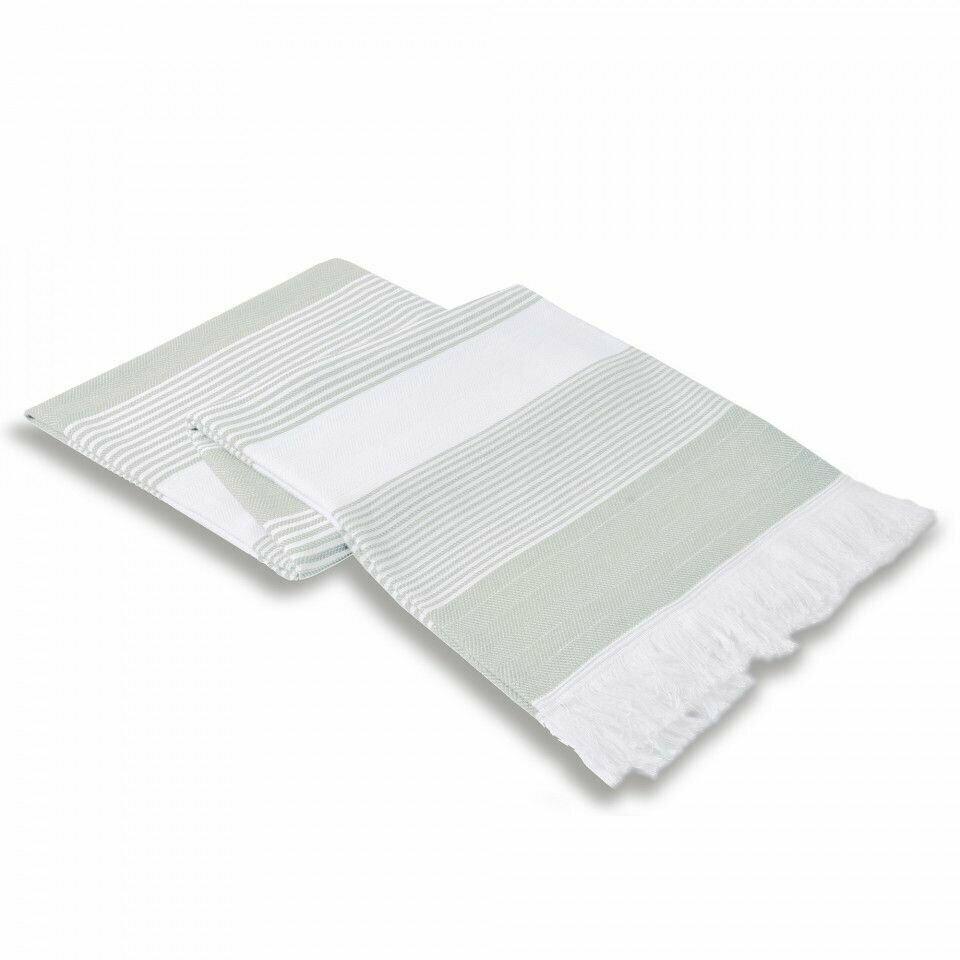 Пештемаль из турецкого длинноволокнистого хлопка Karina, 100*180 см, белый/морская пена (white/seafoam)