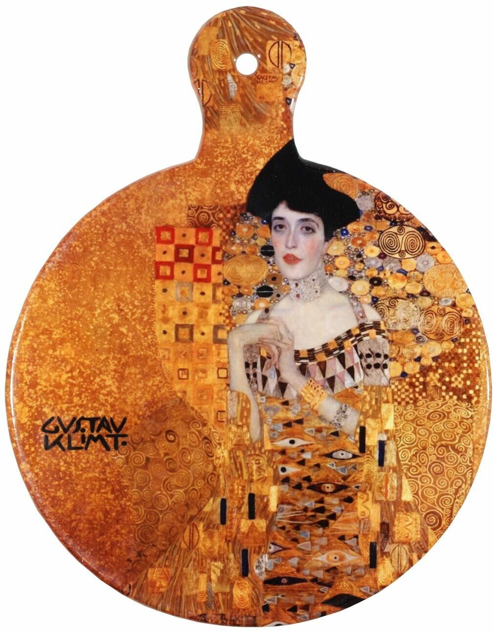 Подставка под горячее, 23x18 см, с ручкой, керамика/пробка, Золотая Адель, Климт, Art Адель, Kuchenland