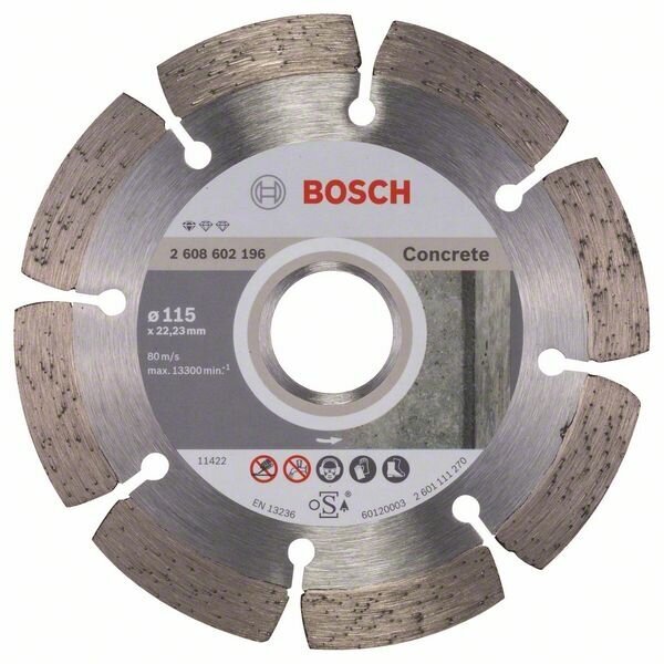 Диск алмазный BOSCH 115х22.2х2.1мм по бетону, сегментный
