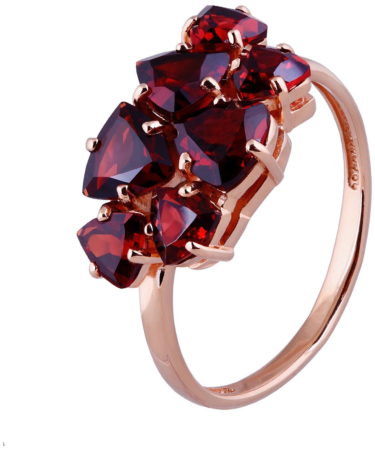 Кольцо, красное золото, 585 проба, гранат