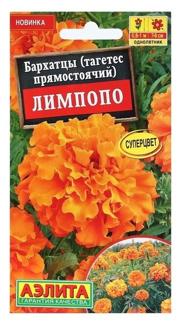 Цена за 10 пачек! Семена Бархатцы прямостоячие Лимпопо 0,3г Одн 100см (Аэлита)