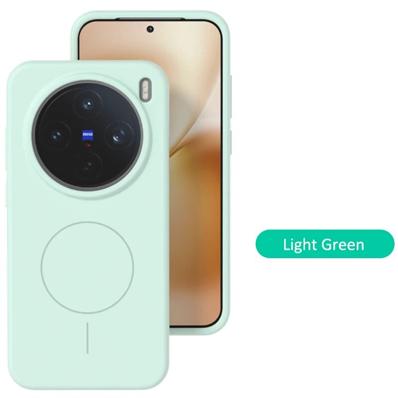 Для Magsafe Magnets Магнитный жидкий силиконовый чехол для vivo X200 вivo X200 Ультра, Light Mint