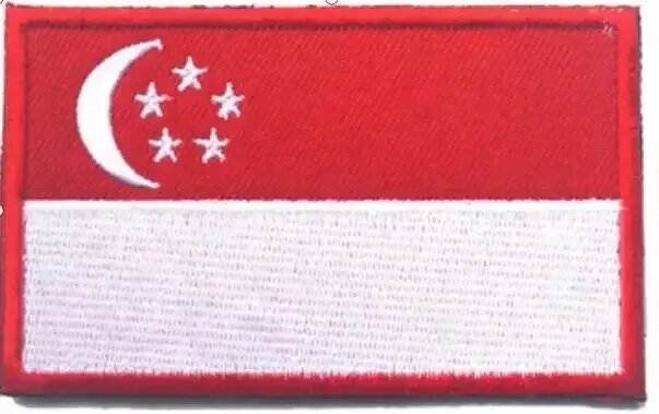 Нашивки с вышивкой флагов стран 8*5 см Красный, Singapore
