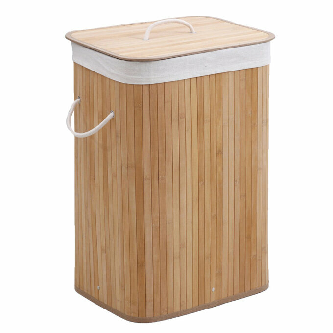 Корзина плетеная с крышкой для белья и игрушек в ванную, объем 72 л, 40*30*60см, квадратная