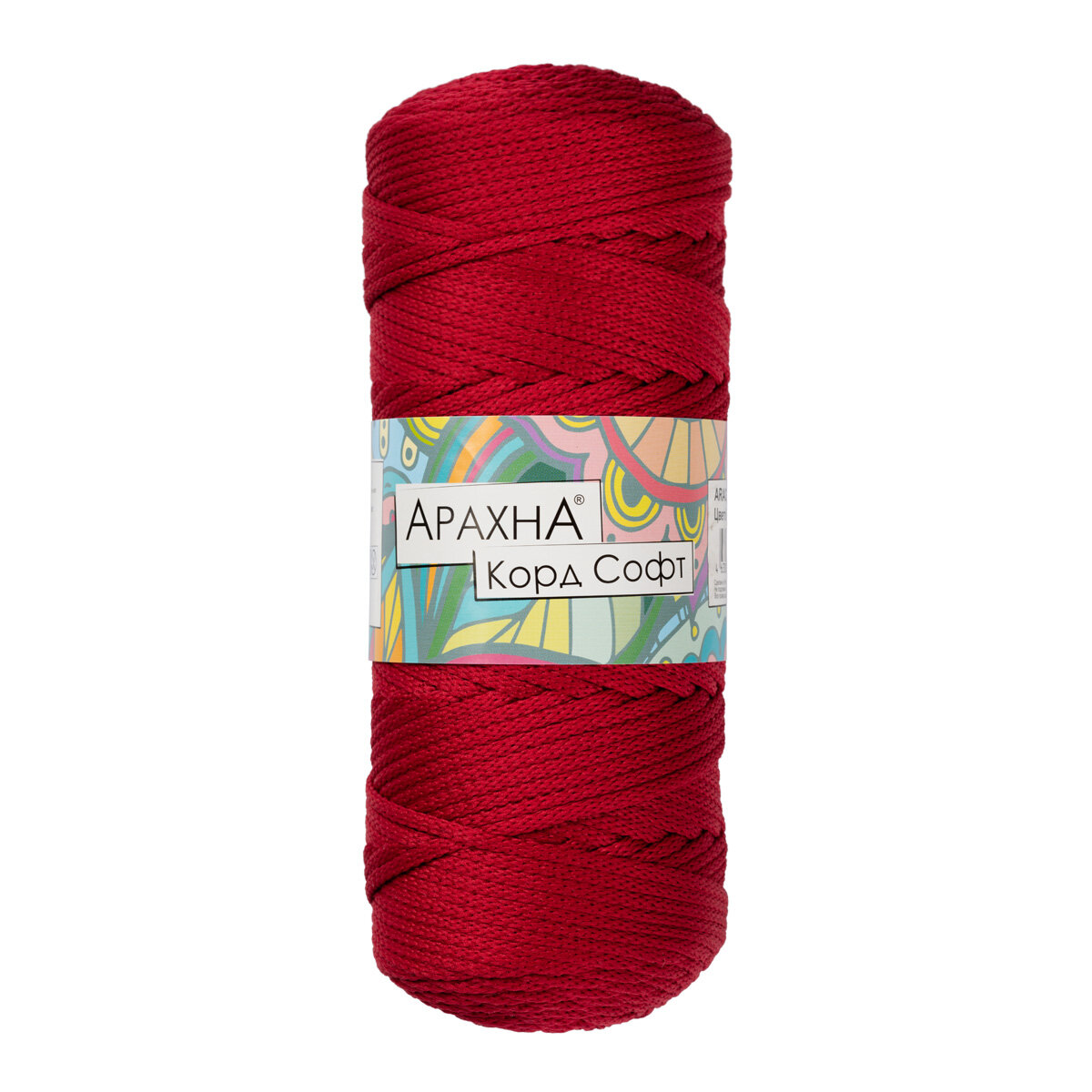 Пряжа ARACHNA "Cord Soft" 100% полиэфир 230 г 100 м №155 т. красный