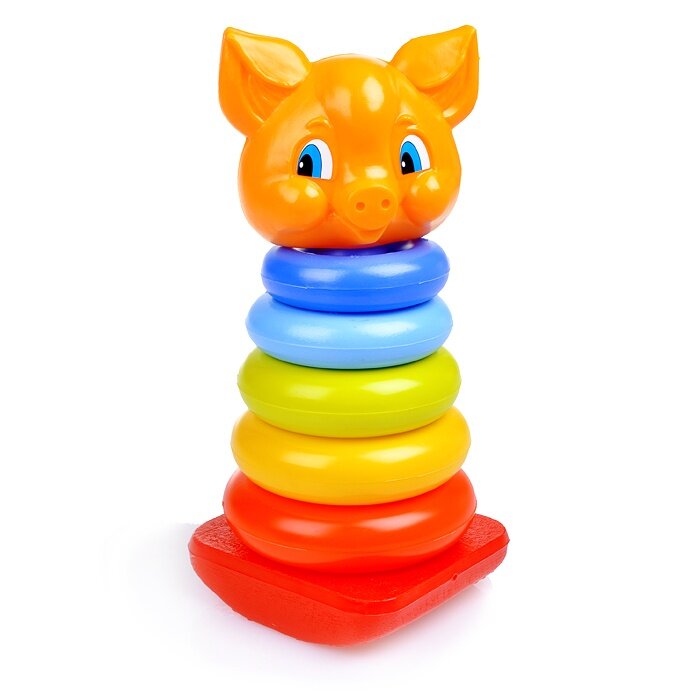 Пирамидка Росигрушка "Хрюшка", пластик, 8 элементов, для детей 1-5 лет