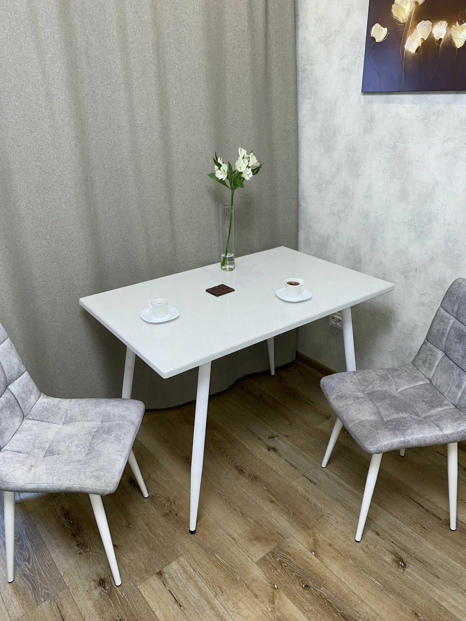 Стол кухонный Йорк, обеденный, прямоугольный, искусственный камень, 1 шт