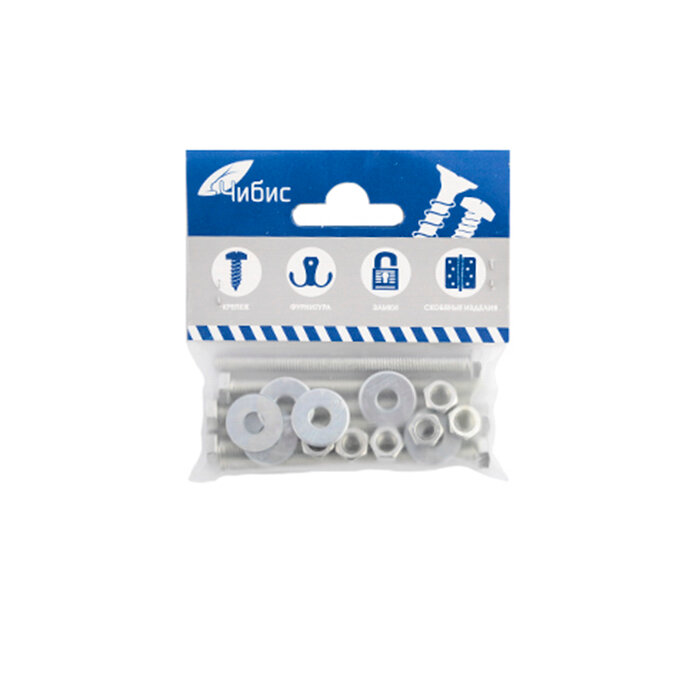 Набор болт+гайка+шайба М8Х60 [уп. 4 шт]