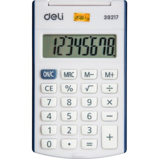 Калькулятор Deli карманный , 8-разр, LCD-диспл, питание от батарейки, синий