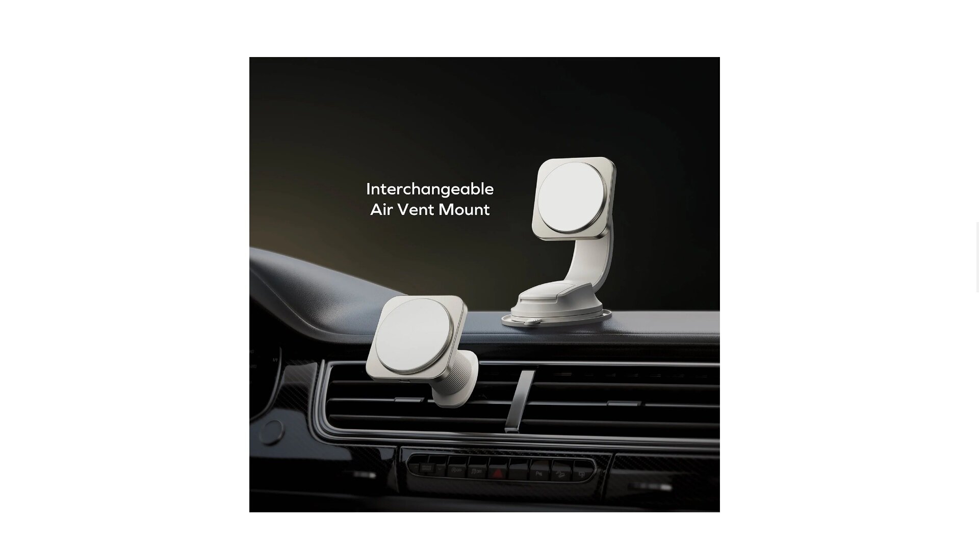 Держатель с беспроводной зарядкой MOMAX Q2. Mag 2-in-1 Magnetic Wireless Charging Car Mount Qi2/15W, Natural Titanium