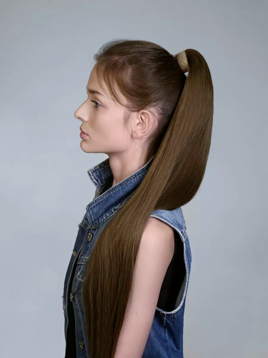 Шиньон. Хвост на резинке накладной для волос длинный омбре
