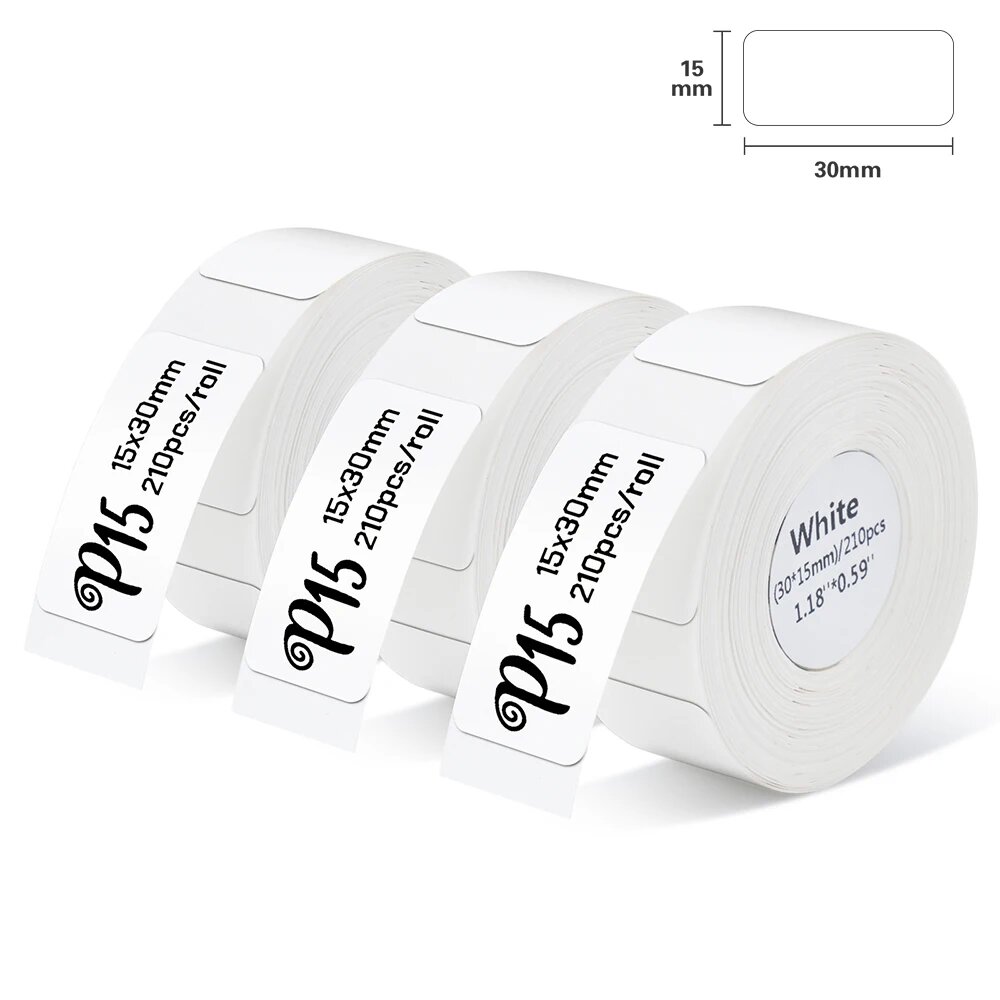 Этикетки UniPlus P15, 15x30 мм, Белый, 3 рулона