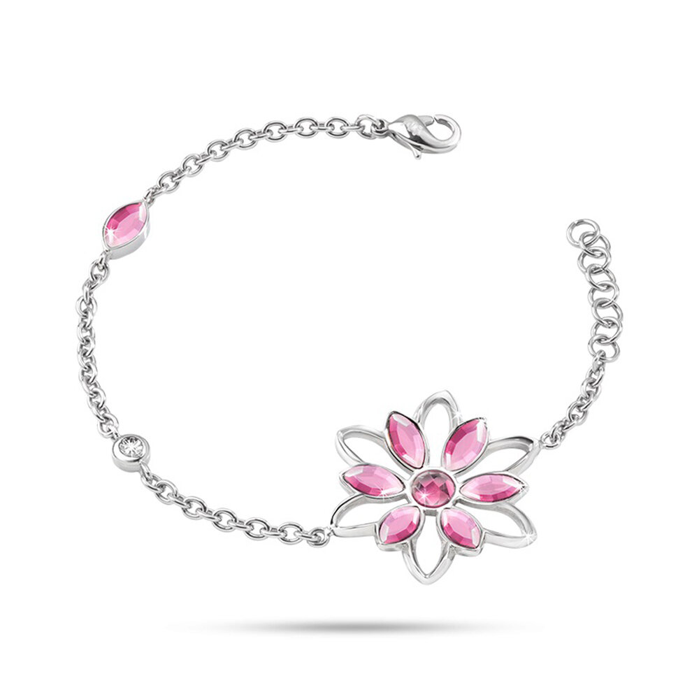 Браслет-цепочка, сталь, родирование, кристалл, бриллиант