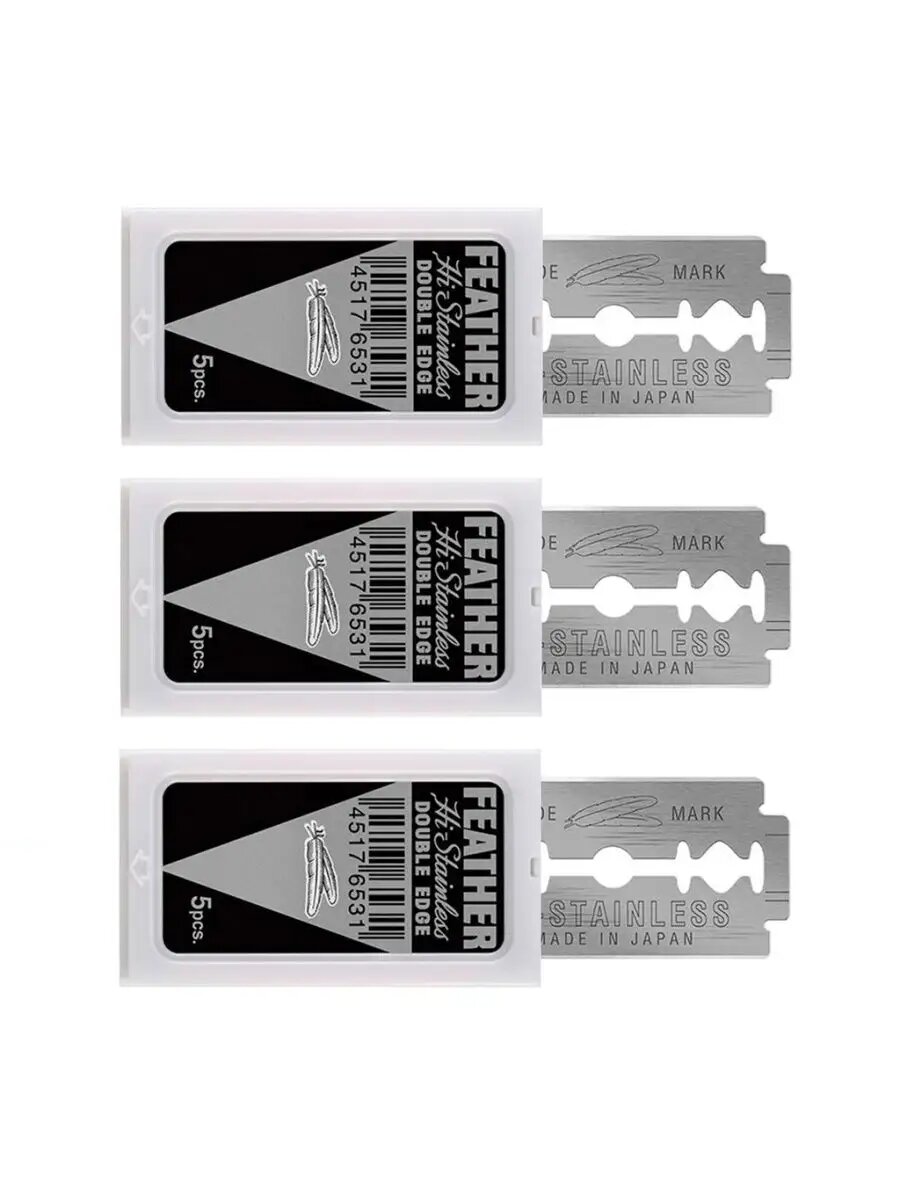 Двусторонние лезвия Feather, 15 штук