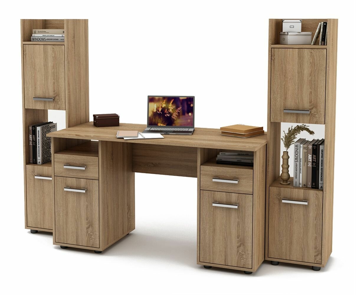 Стол письменный, компьютерный и стеллажи Остин (Ливерпуль) 5 дуб сонома