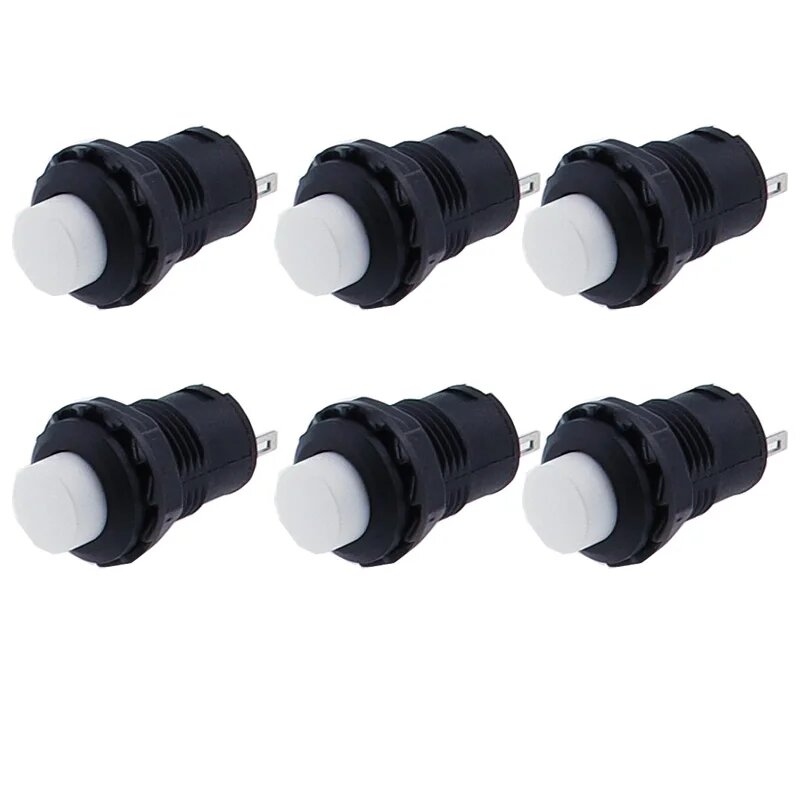6 шт. кнопочных переключателей DS228 DS428 12 мм Momentary, 6Pcs White