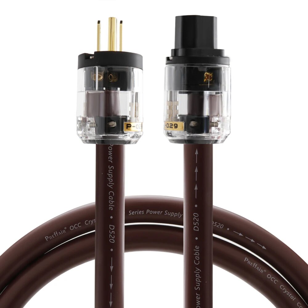 HIFI Single Crystal Coppr Кабель питания переменного тока Preffair D520 OCC Удлинитель Золотой Стандартный кабель питания США/ЕС для усилителя