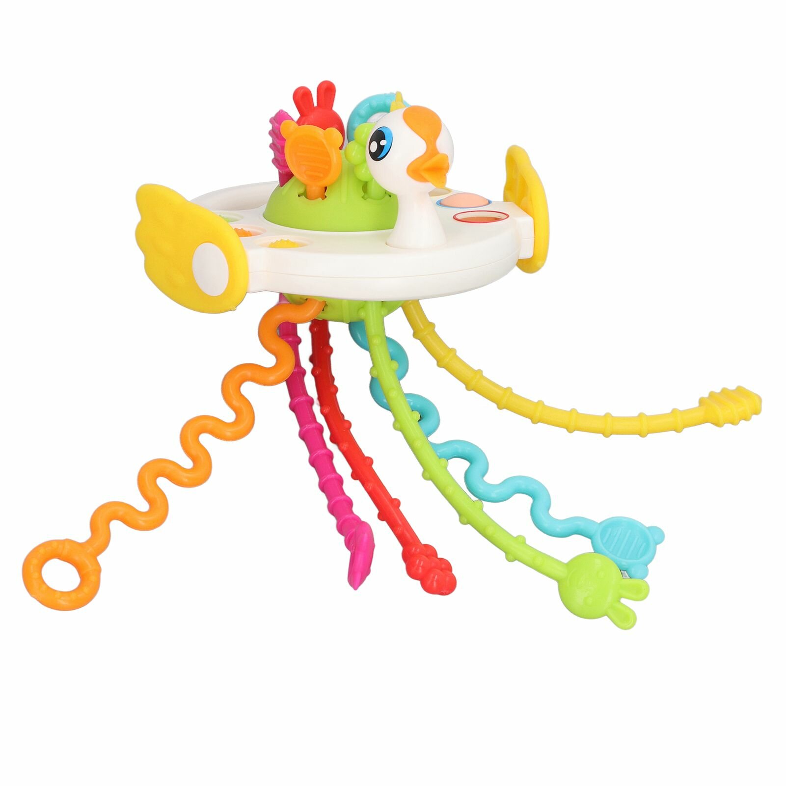 Игрушка "Тяни за ниточку" в форме утки, белая, успокаивающая