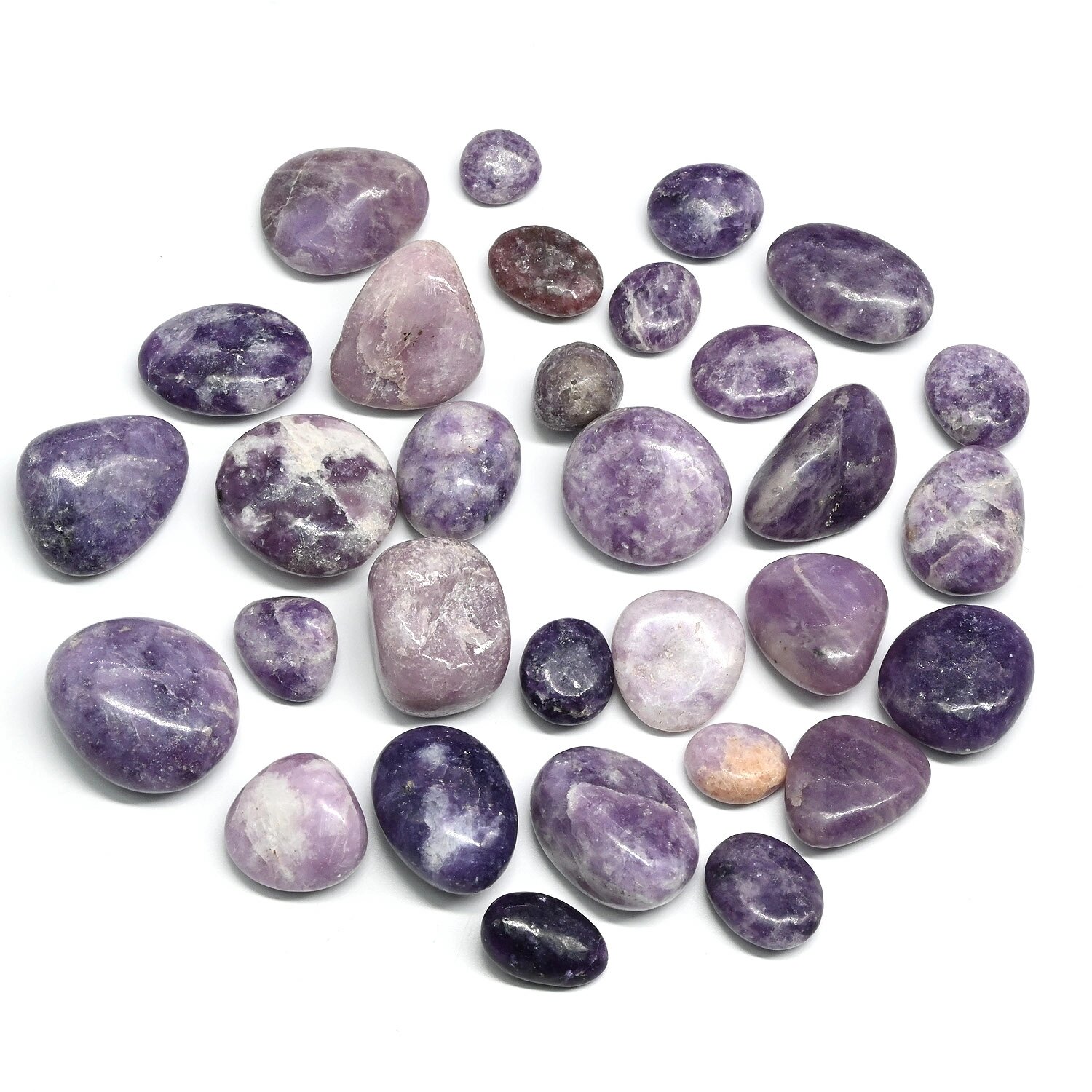 Лепидолит галтовка фракция 10-20мм, упаковка 100г .