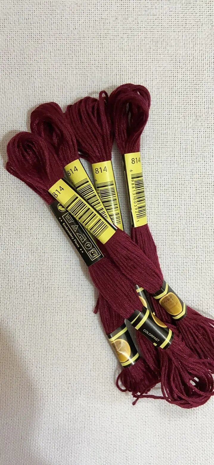 Нитки для вышивки DMC 814, бордовый, 10 шт.