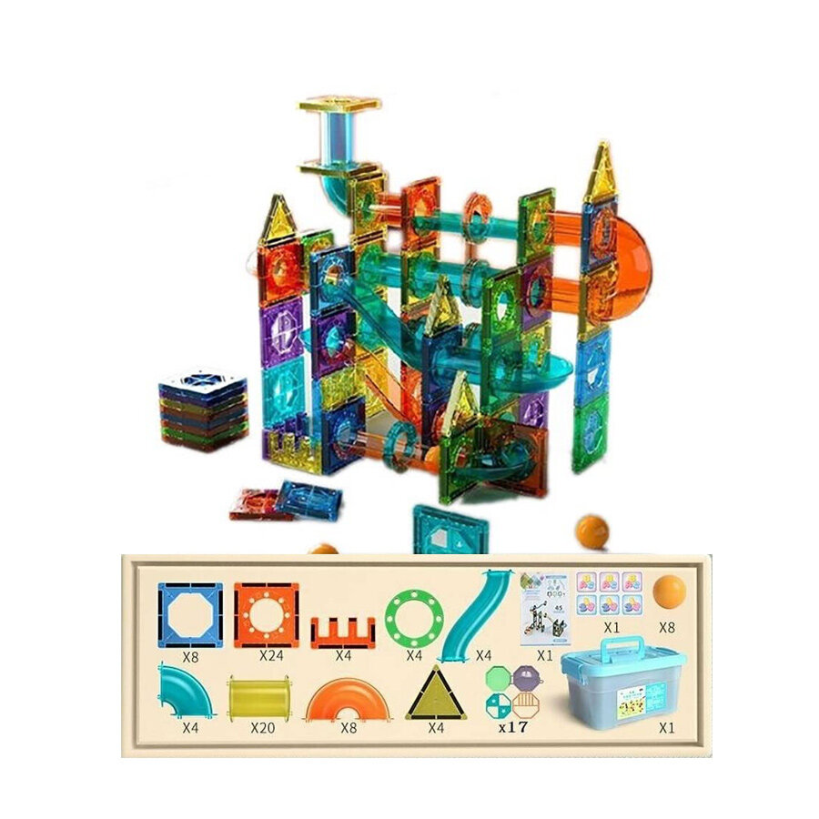 Конструктор магнитный 97 деталей, 8 шариков, наклейки (в контейнере) D012Z с 3 лет