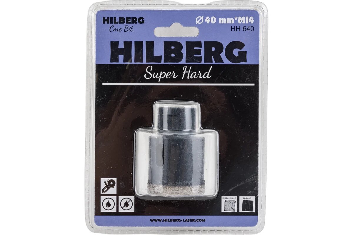 Hilberg HH640 алмазная коронка по керамике и керамограниту для чистой резки 40 мм M14
