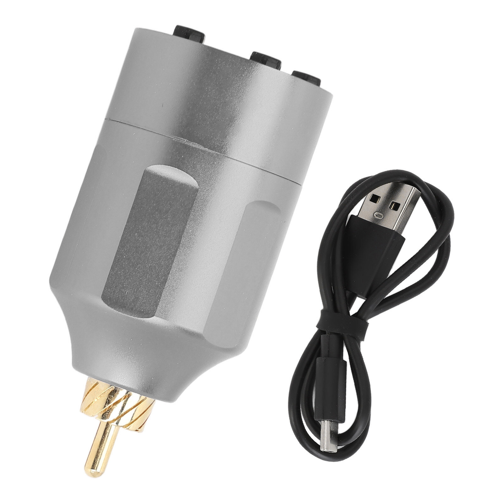 Беспроводной блок питания для тату-машинок 1300 мАч, перезаряжаемый, разъем RCA, серебристо-серый