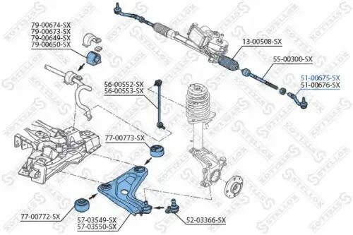 Наконечник рулевой левый для Peugeot 207 1.4/1.6/T/HDi 16V 06>