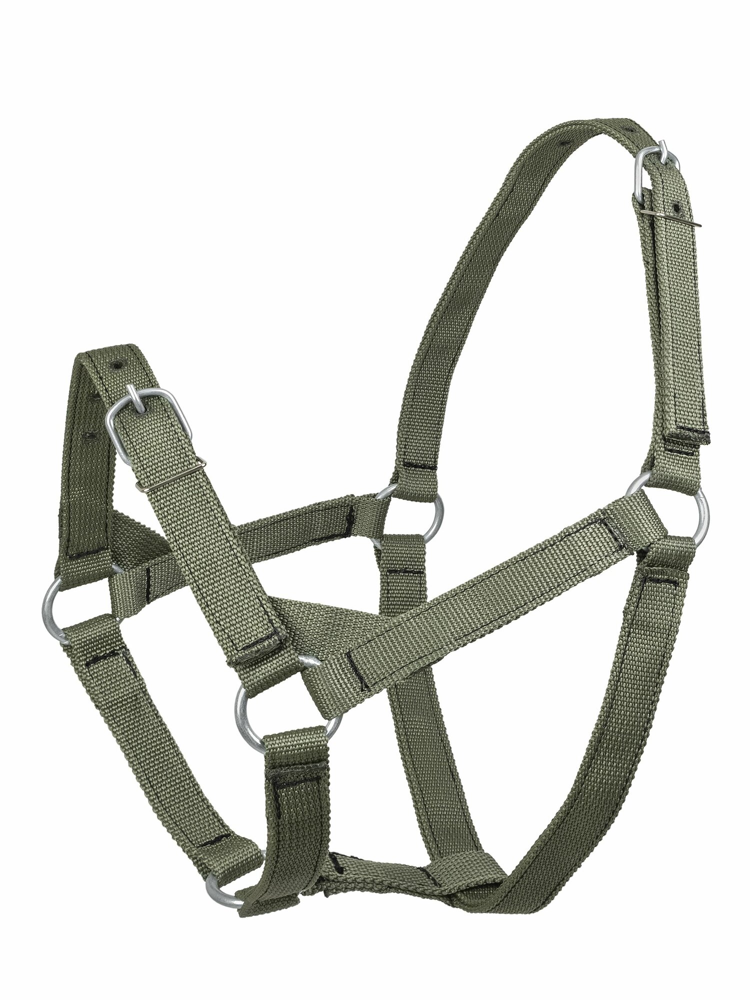 Недоуздок для коров и лошадей двойной капрон, недоуздок регулируемый цвет хаки, 30 мм REITER