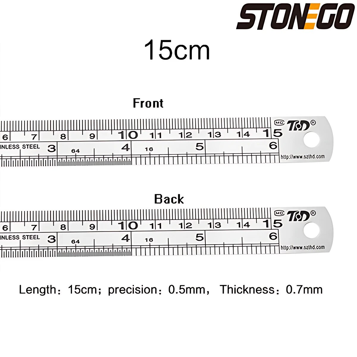STONEGO Линейка 15 см из нержавеющей стали