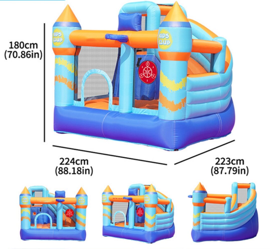 Детский надувной замок с горкой и батутом, Надувная складная игровая площадка
