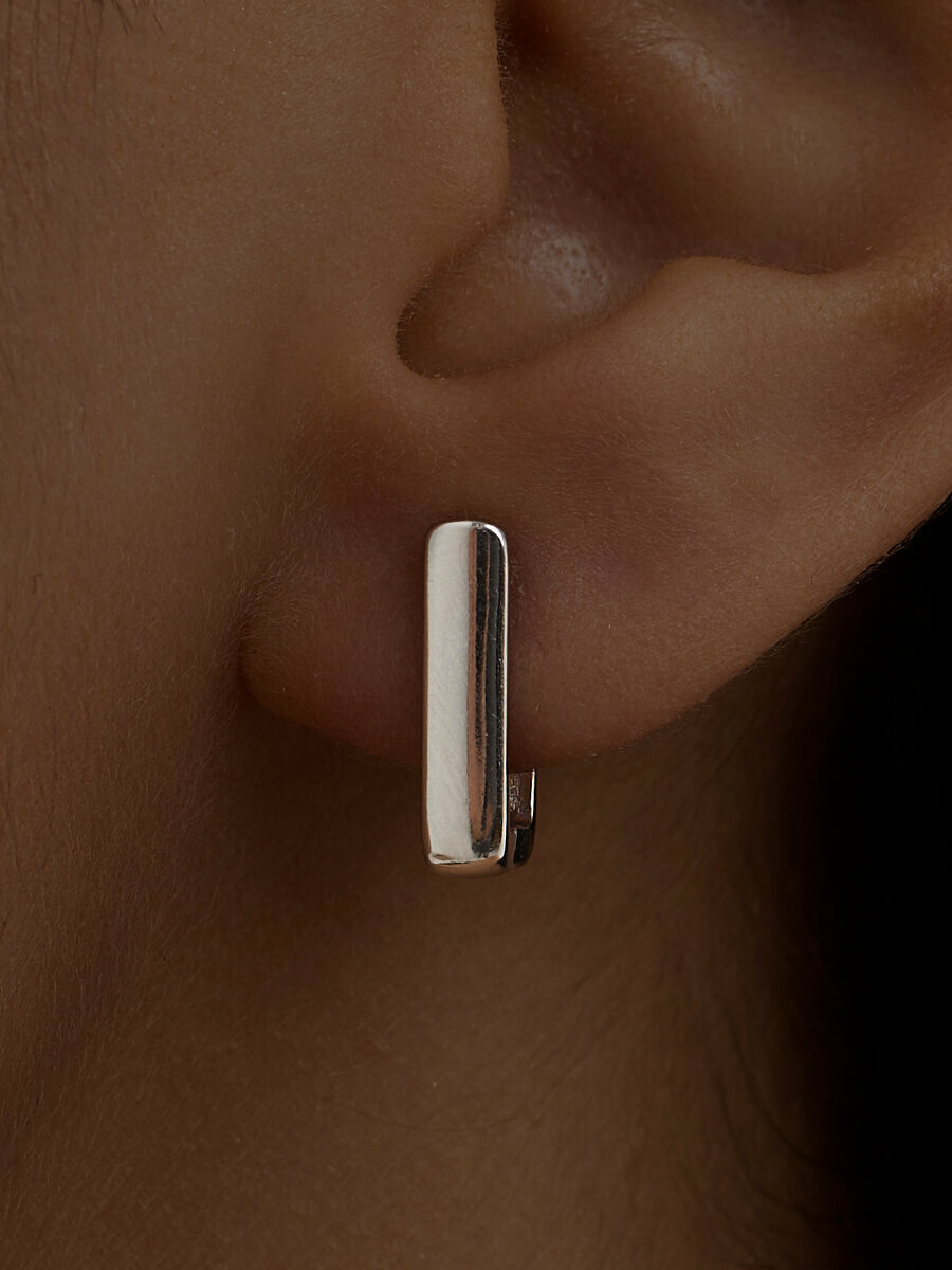 Серьги каффы, серебро, 925 проба, родирование