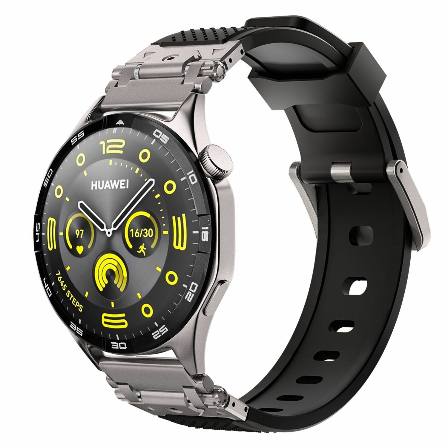 Спортивный ремешок из ТПУ 22 мм для часов Huawei Watch GT 4/5 46 мм / GT 4 5 Pro, прочный металлический разъем для мужчин и женщин, сменный резиновый браслет для часов HUAWEI Watch 4 3, титан-черный