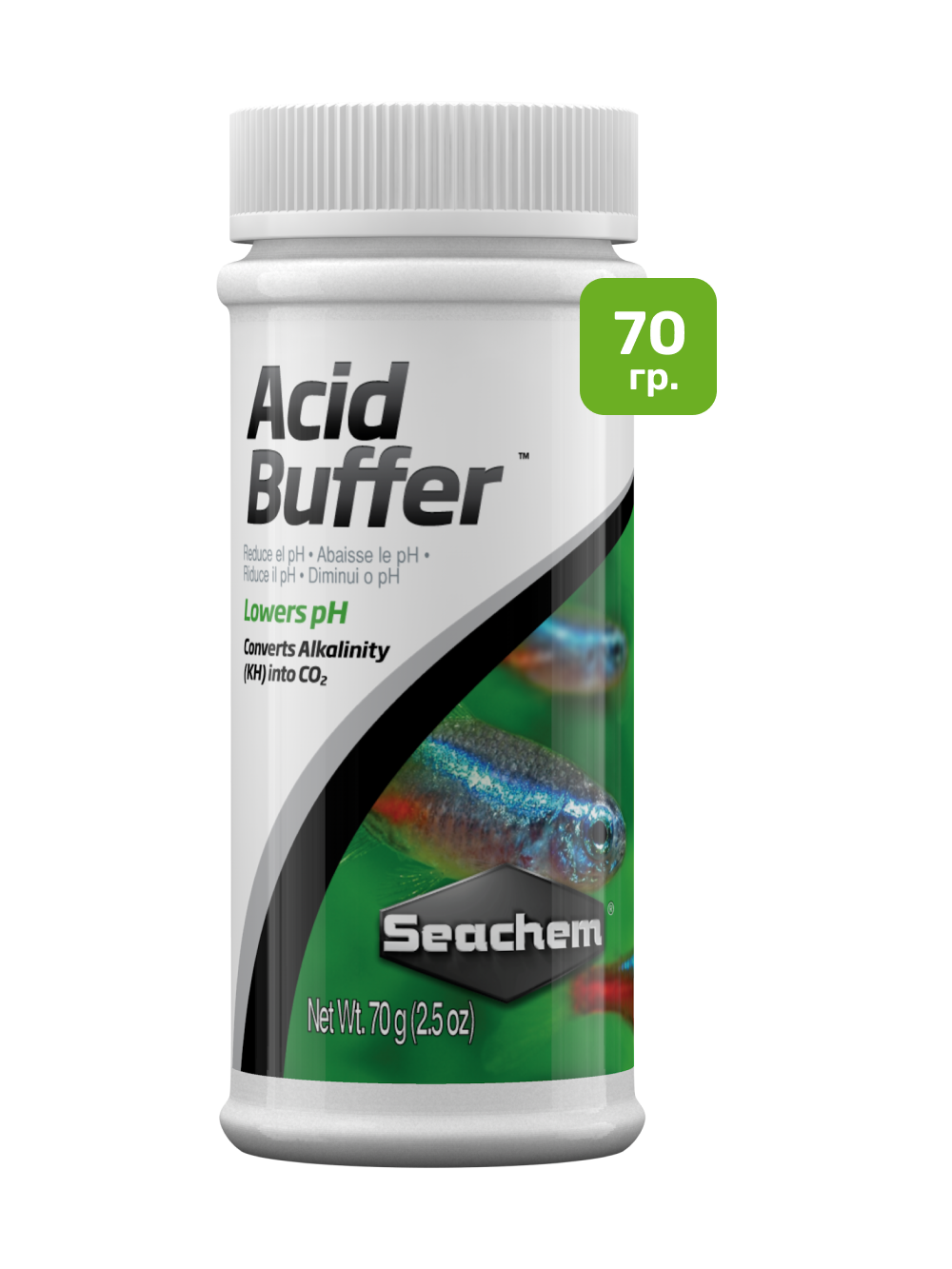 Добавка Seachem Acid Buffer для снижения pH, 70гр, 2гр. на 80л