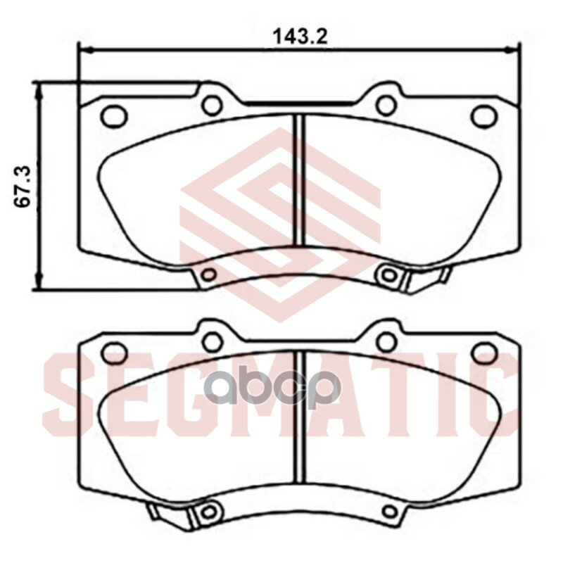 Колодка торм. диск. пер. TOYOTA Hilux VII Pickup 04-, Hilux VIII [143.2*67.3*17] SEGMATIC арт. SGBP2849