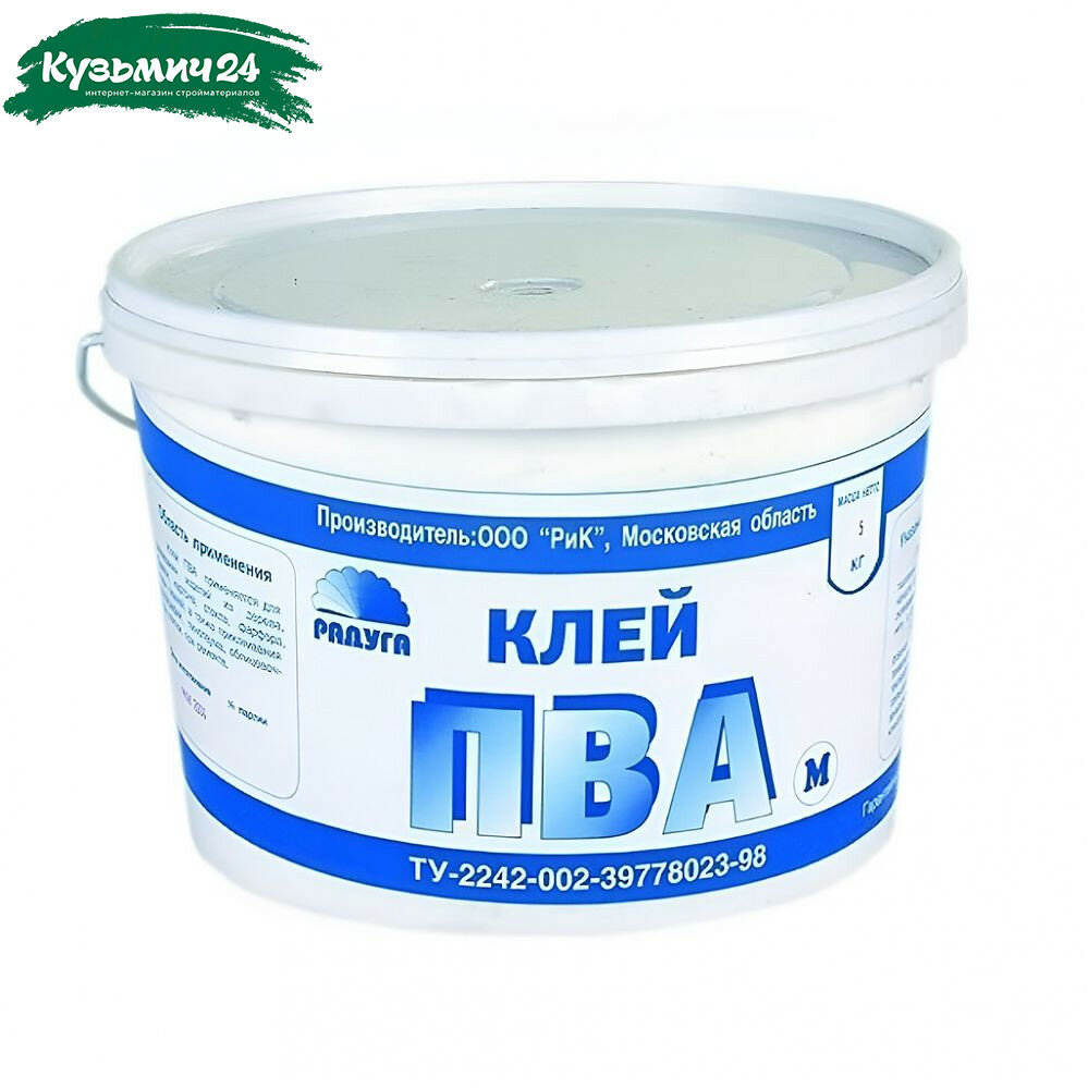 Клей Магия Радуги ПВА-М, строительный, универсальный, водостойкий, 5 кг, 1 шт.