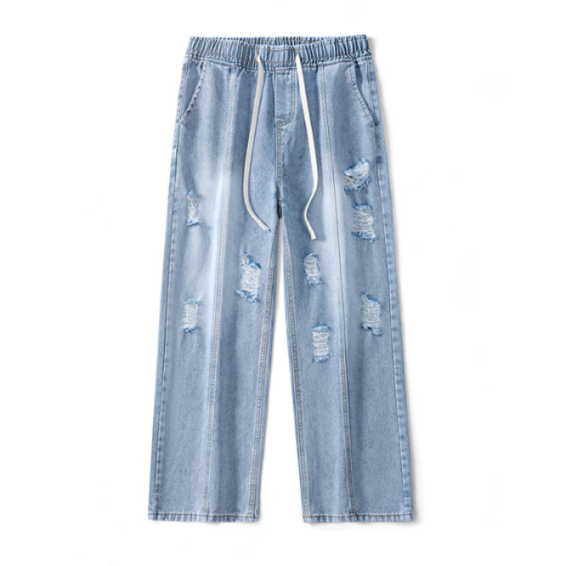 Охоты Брюки JYL Новинки года рваные джинсы мужские широкие прямые ретро галстук-резинка универсальные повседневные
