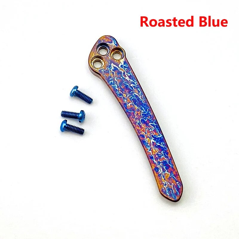 Титановые карманные зажимы для ножей Spyderco Синий, Roasted Blue