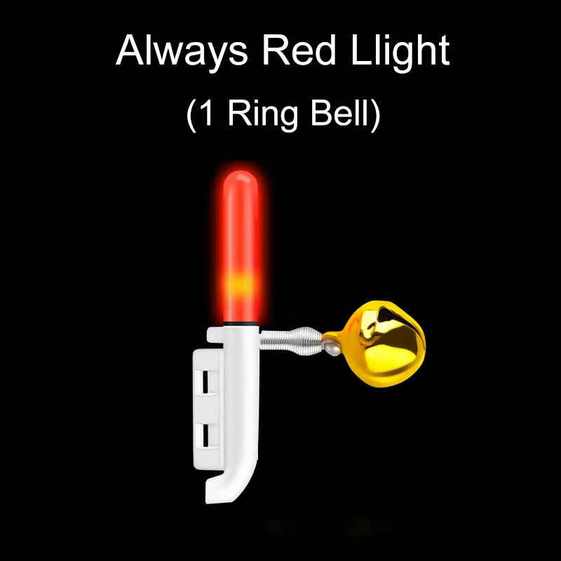 Электронный рыболовный сигнализатор поклевки, светлячок с креплением и одинарным колокольчиком, красный свет, прозрачно-красный