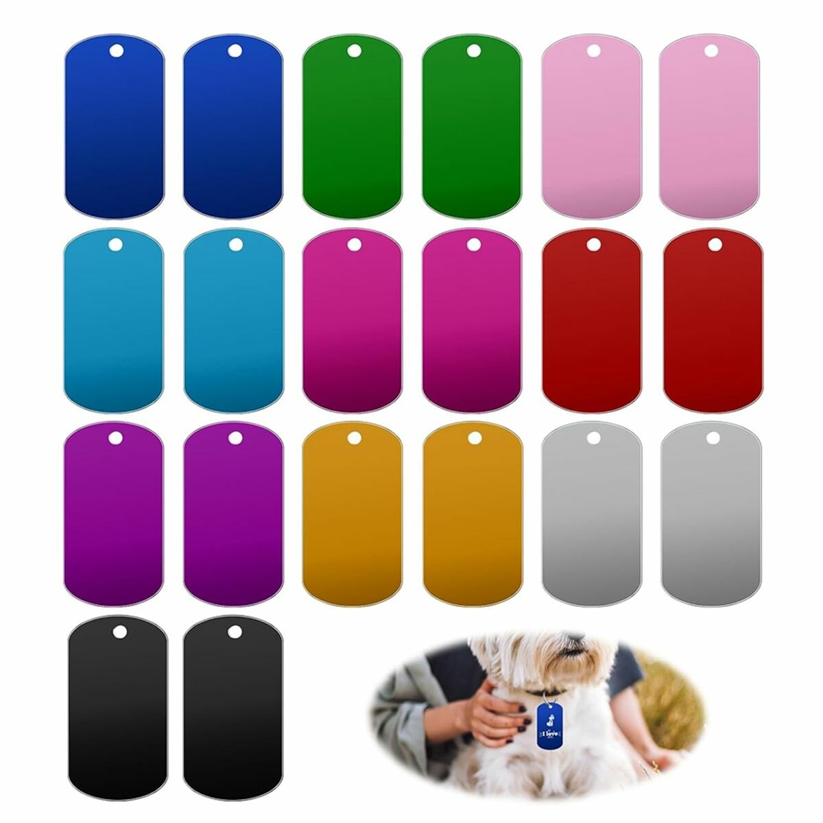 20 шт алюминиевых бланков для штамповки металла, разноцветные пустые бирки 5 x 3 см для гравировки, заготовки для брелоков, подвесок и поделок