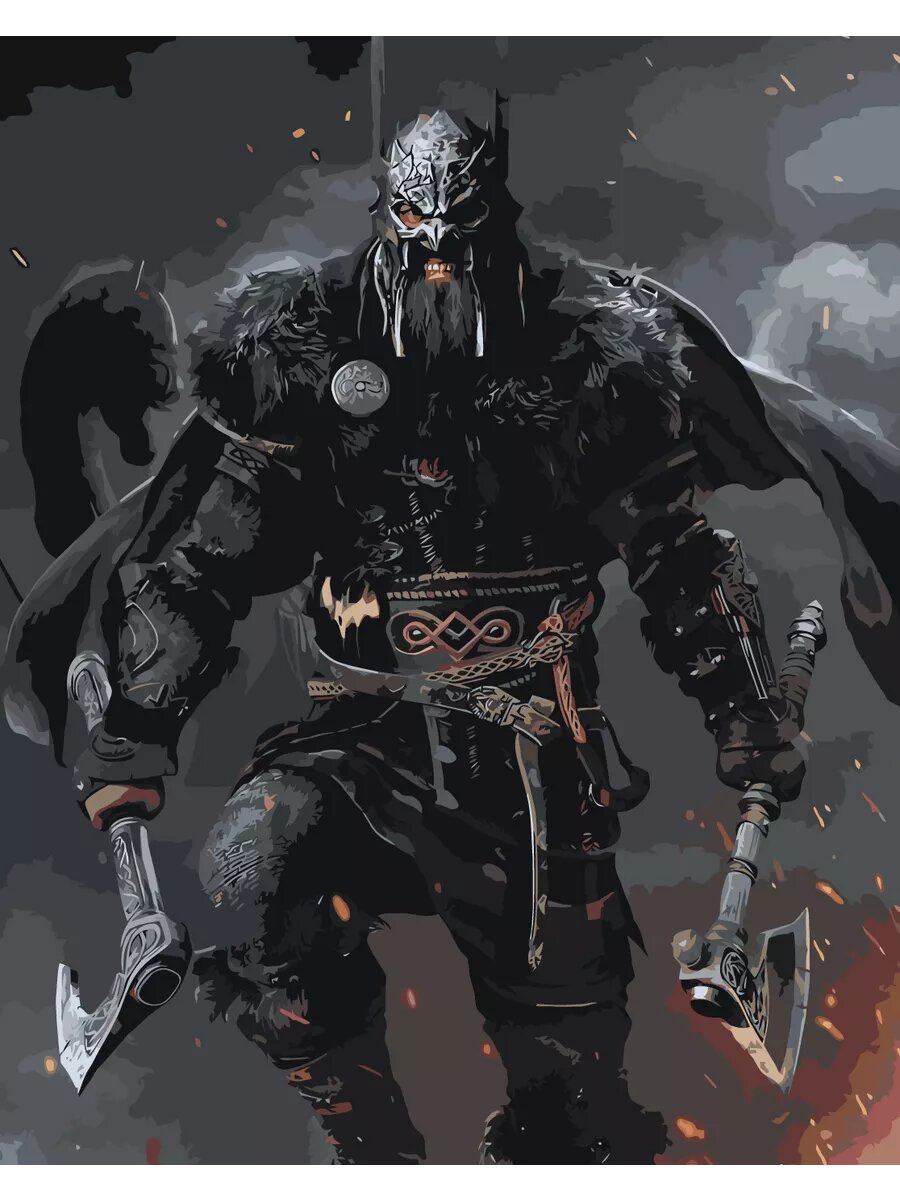 Картина по номерам "Счастливый художник" "Викинг-Вальхала", холст на подрамнике, акрил, 24 цвета