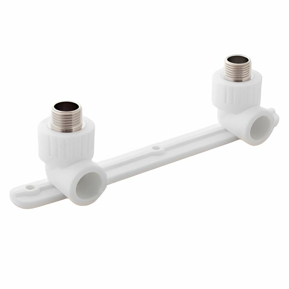 Планка монтажная PP-R белая Дн 20х1/2" НР под смеситель с водорозетками RTP (РосТурПласт) 10703