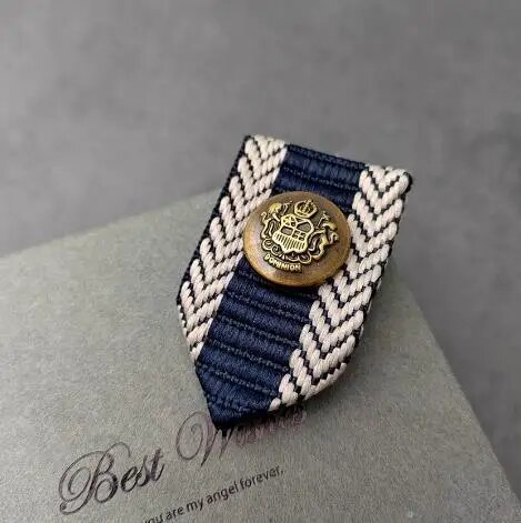 Брошь мужская синяя с гербом, 25mmX48mm