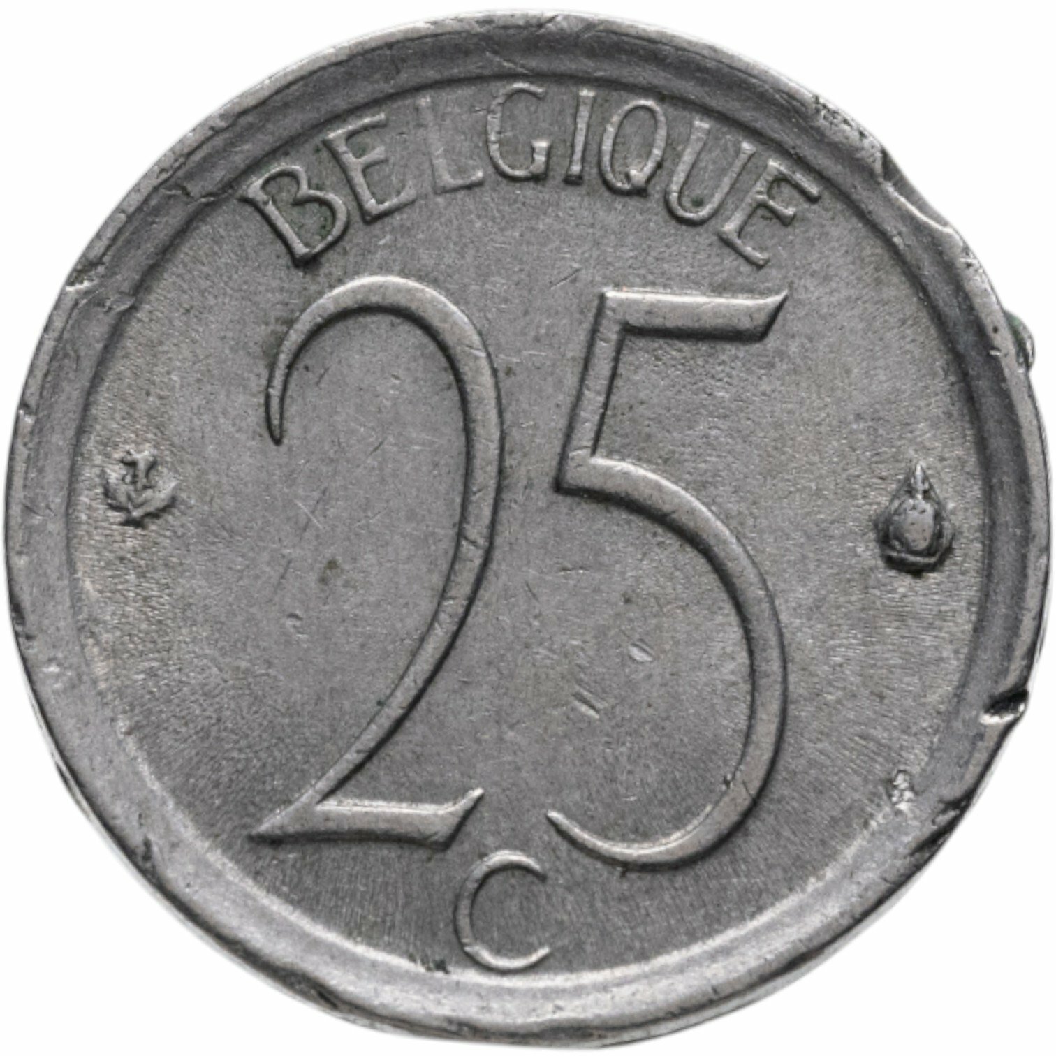 Бельгия 25 сантимов 1964-1972, Мельхиор медь-никель, в сохранности XF