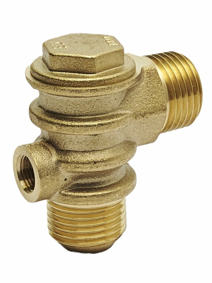 Клапан обратный Парма для компрессора латунный резьба 1/2"-1/2"-1/8"