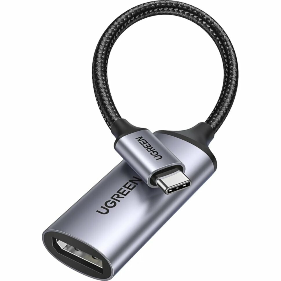 Адаптер UGREEN CM654 (15575) USB-C to DisplayPort 8K@60Hz 10см. серый, 2162377
