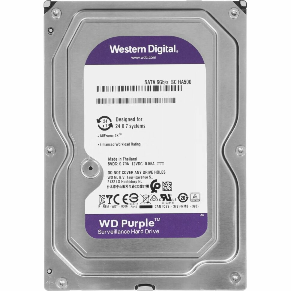 Жесткий диск WD Purple 3Tb 3.5 SATA SATA(WD34PURZ), 2476969