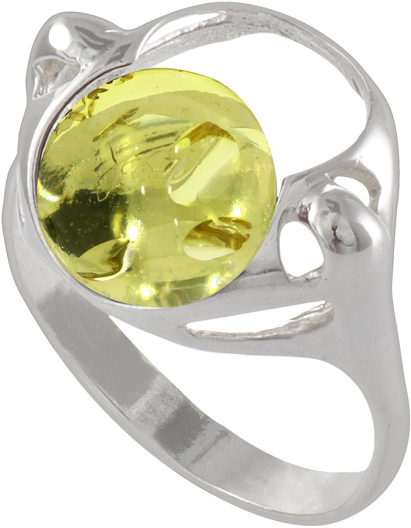 Кольцо, серебро, 925 проба, родирование, янтарь